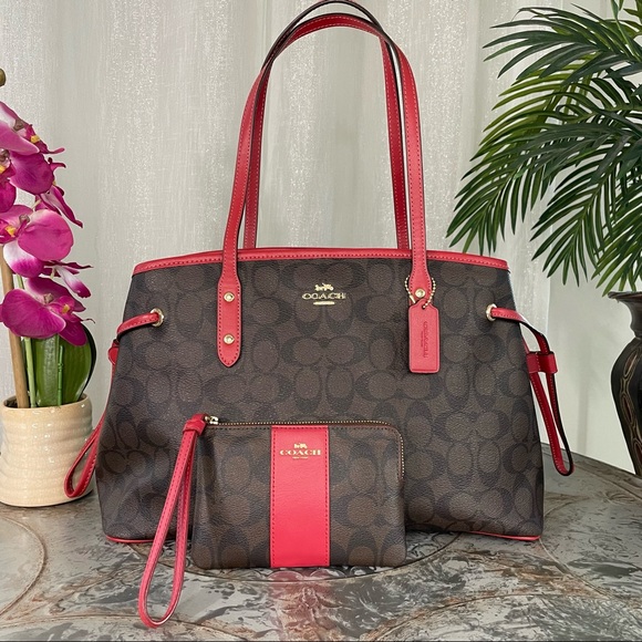 Coach | Bags | Coach Pvc Drawstring Carryall F57842 And Wristlet F5835 ...